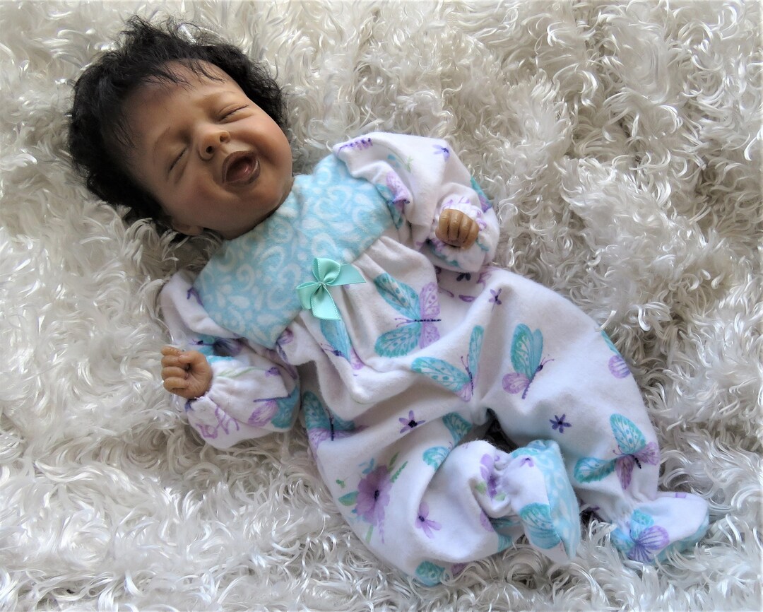 12 Inch Baby Footie Sleeper Pajamas for Reborn Silicone Mini Art Doll ...