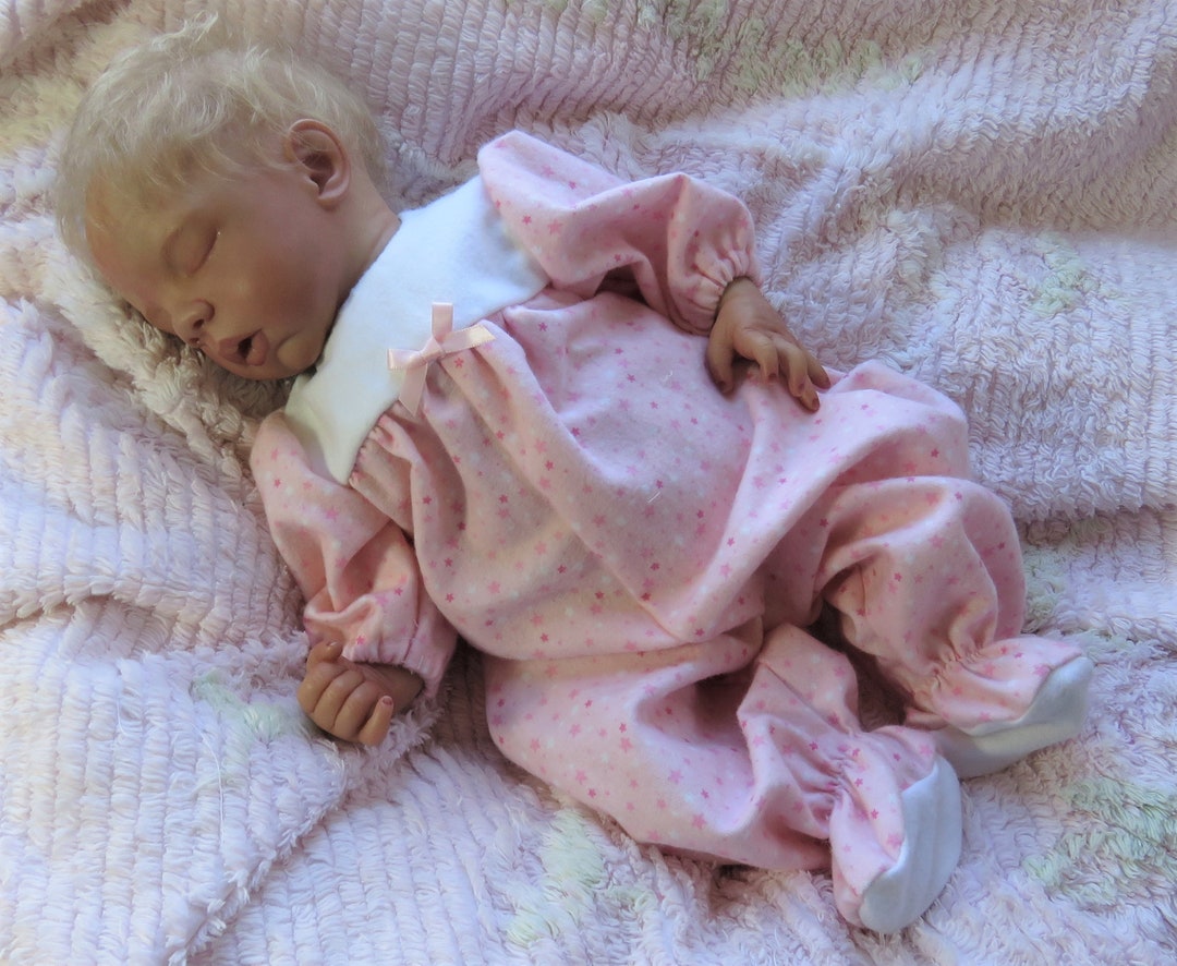 Mini Flannel Footie Pajama Sleeper for 16 Inch Preemie Reborn Silicone ...