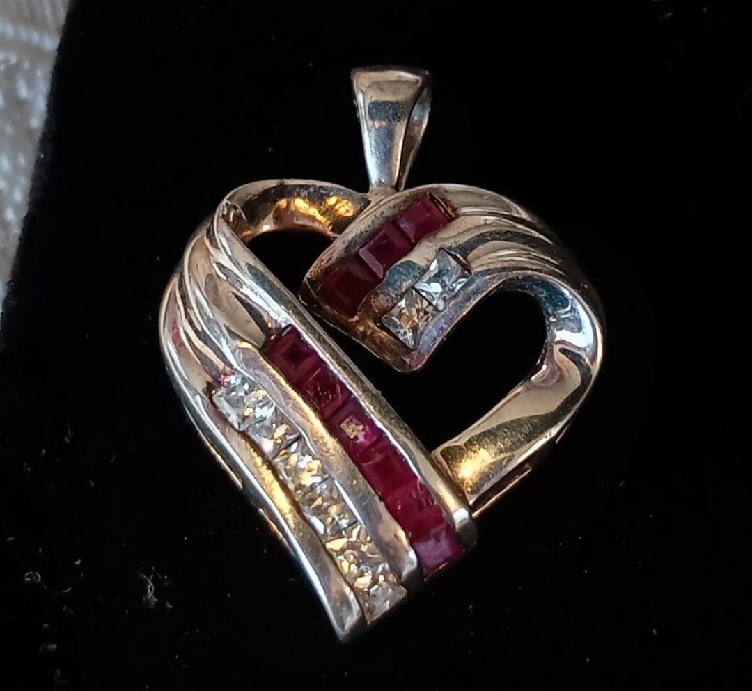 Silver 925 Heart Pendant With Crystals and Rubies - Etsy