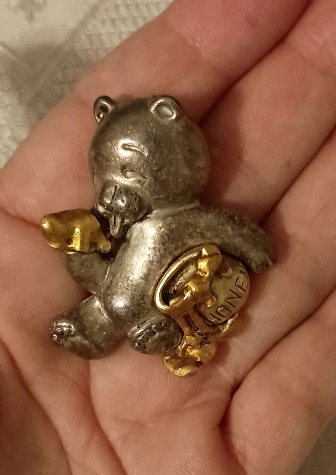 Danecraft Pewter Bear With Honey Pot Brooch - Etsy