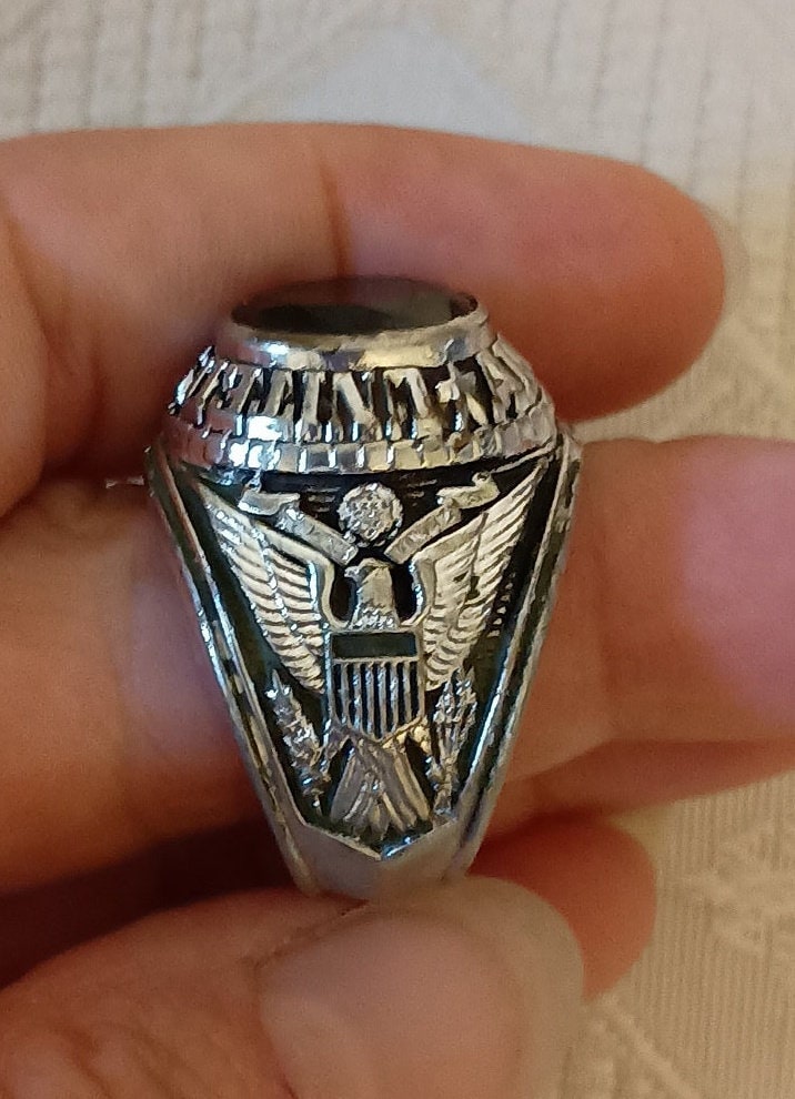 Army Ring With Sapphire and Alloyadium - Etsy