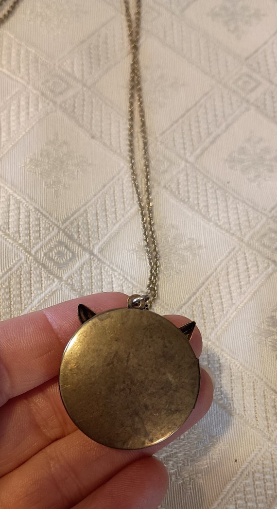 Vintage antique brass fox locket - Gem