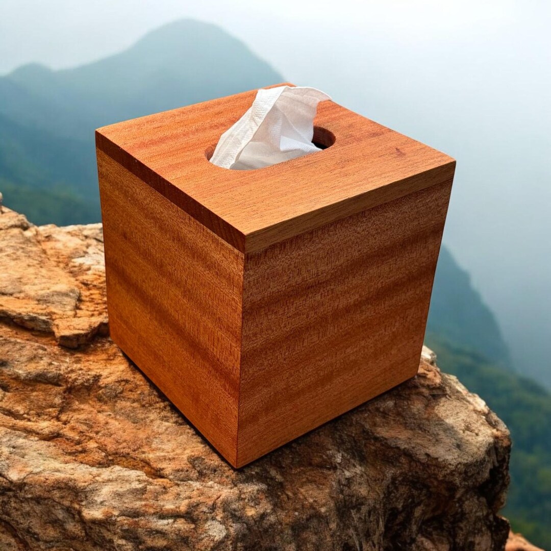 Handmade Wood Tissue Box Cover, Square. Sapele Tissue Box Cover/natural ...