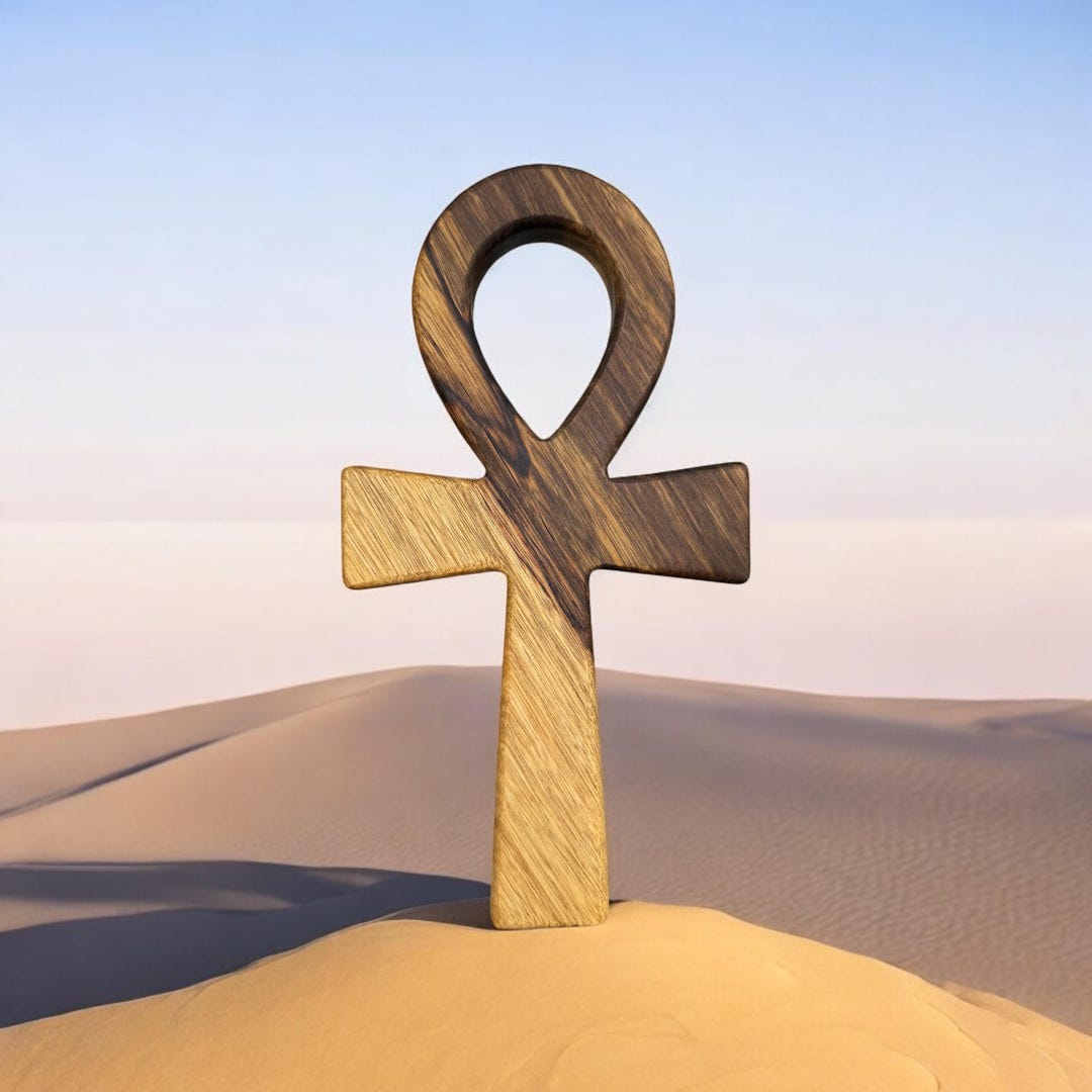 Egyptian Wooden Ankh Wall Hanging Made From Black Limba Wood. Symbol of ...