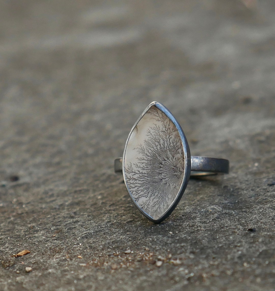 Shattered A Dendritic Agate Ring in Oxidized Silver Size 6 3/4 to 7 - Etsy