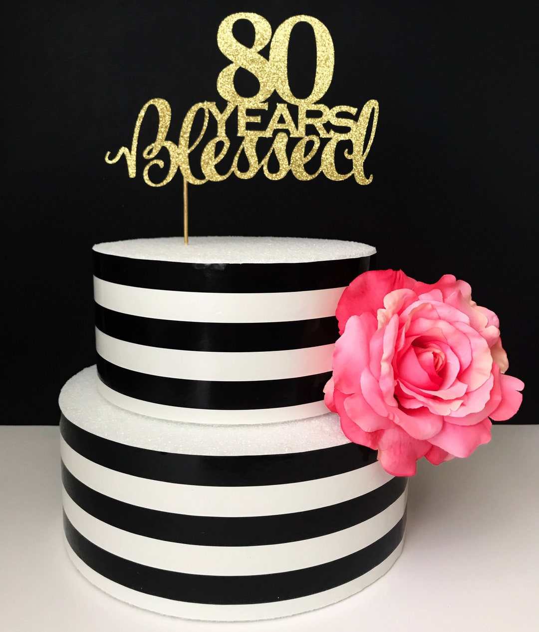 80 Years Blessed Cake Topper, Birthday Cake Topper, 80th Birthday Cake ...