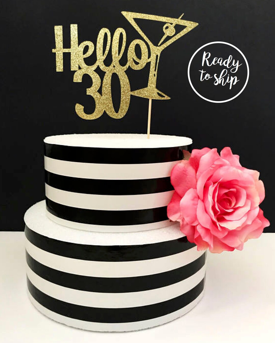 Hello 30 Martini Cake Topper - Etsy