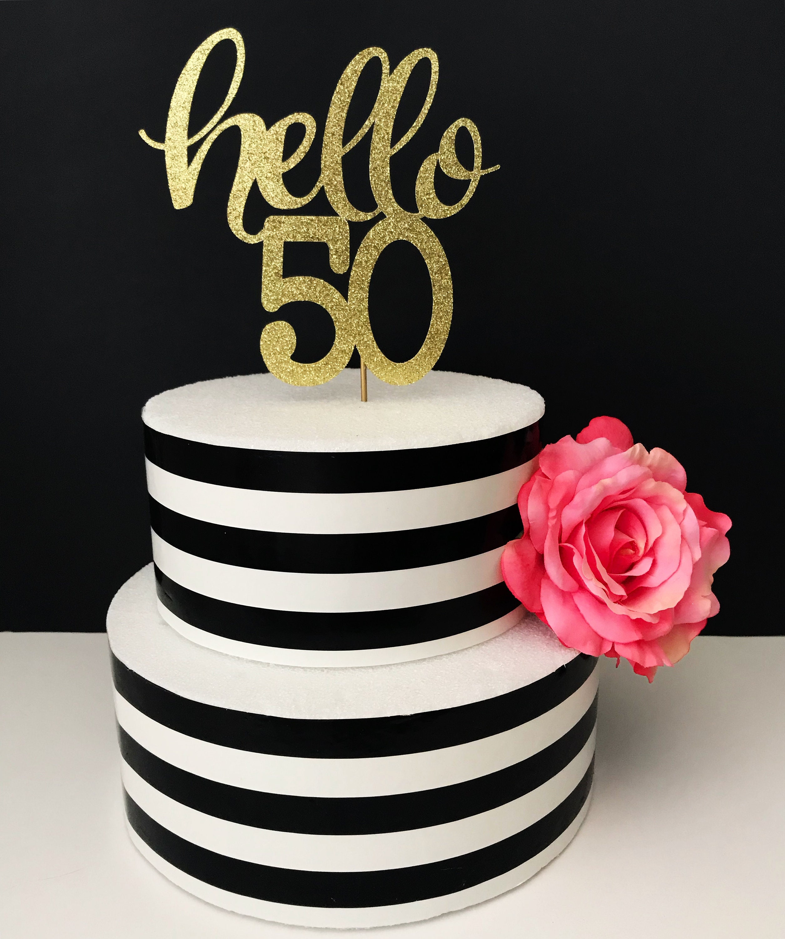 Hello 50 Cake Topper 50th Birthday Cake Topper Etsy