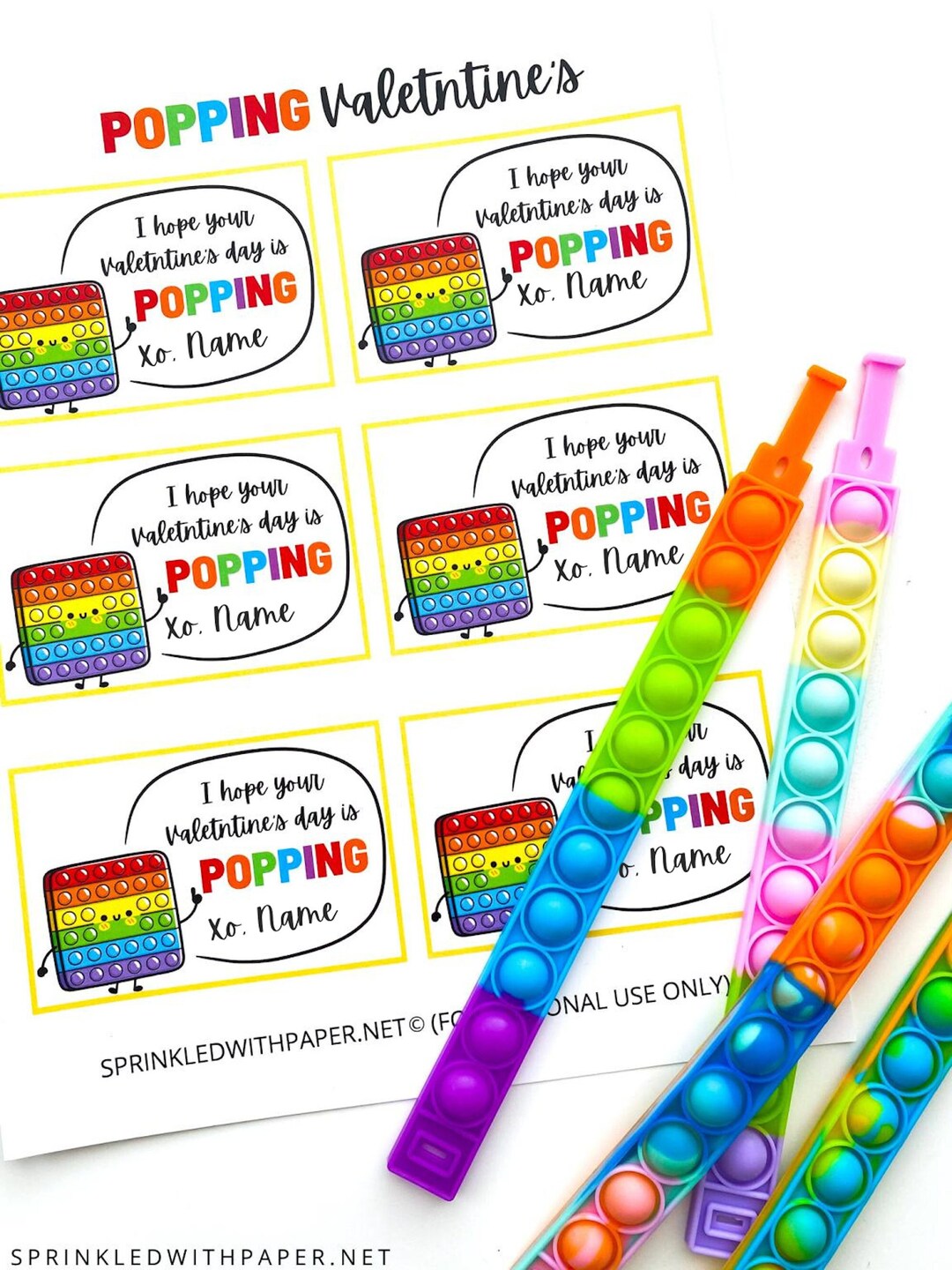 Editable Pop It Valentine's Day Tags Printable Kids Valentines Edit ...