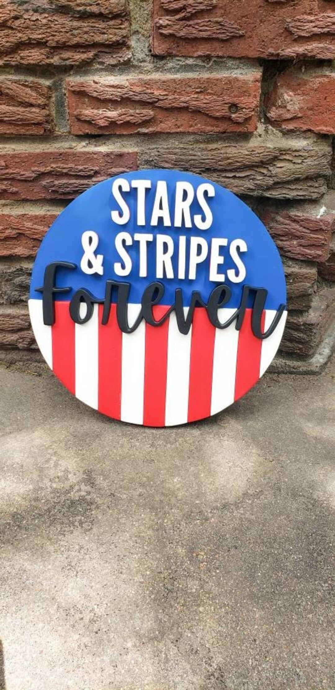 Patriotic Wooden Sign, 12 Inch Round, Patriotic Decor, Stars and ...