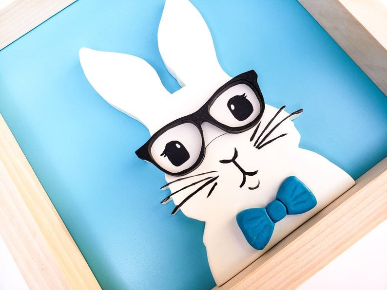Bunny With Glasses Wooden Decor, Nursery Sign, Nursery Decor, Easter ...