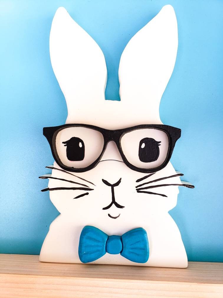 Bunny With Glasses Wooden Decor, Nursery Sign, Nursery Decor, Easter ...