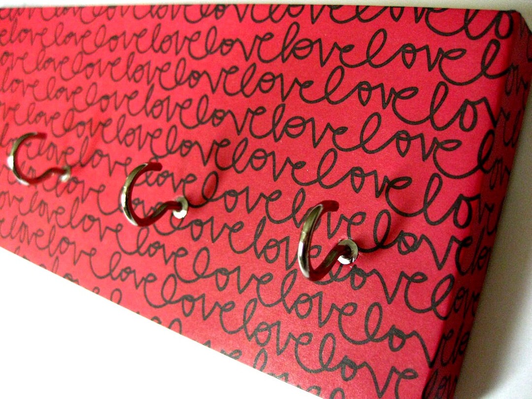 Love Key Rack Love Jewelry Holder Valentines Day Red and Black ...