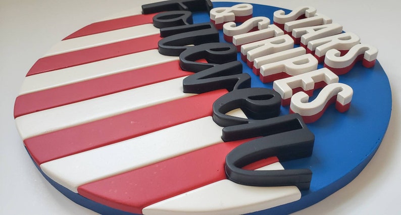 Patriotic Wooden Sign, 12 Inch Round, Patriotic Decor, Stars and ...