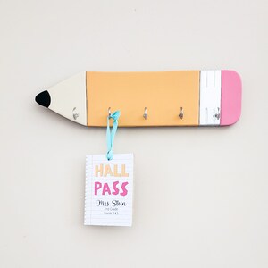 Hall Pass Holder, Classroom Storage, Personalized Teacher's Pencil ...
