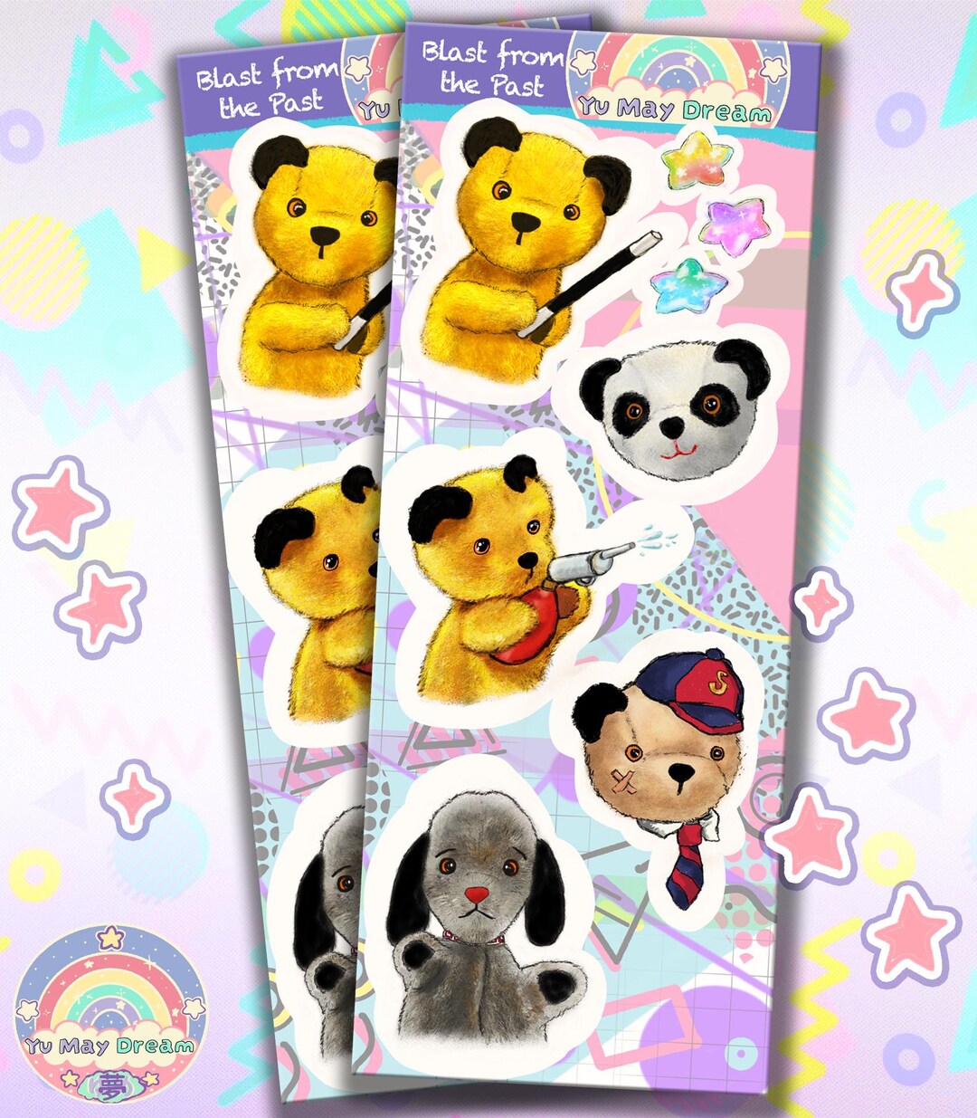Grew up in the 90s Blast From the Past Retro UK Slim Sticker Sheet Bear ...