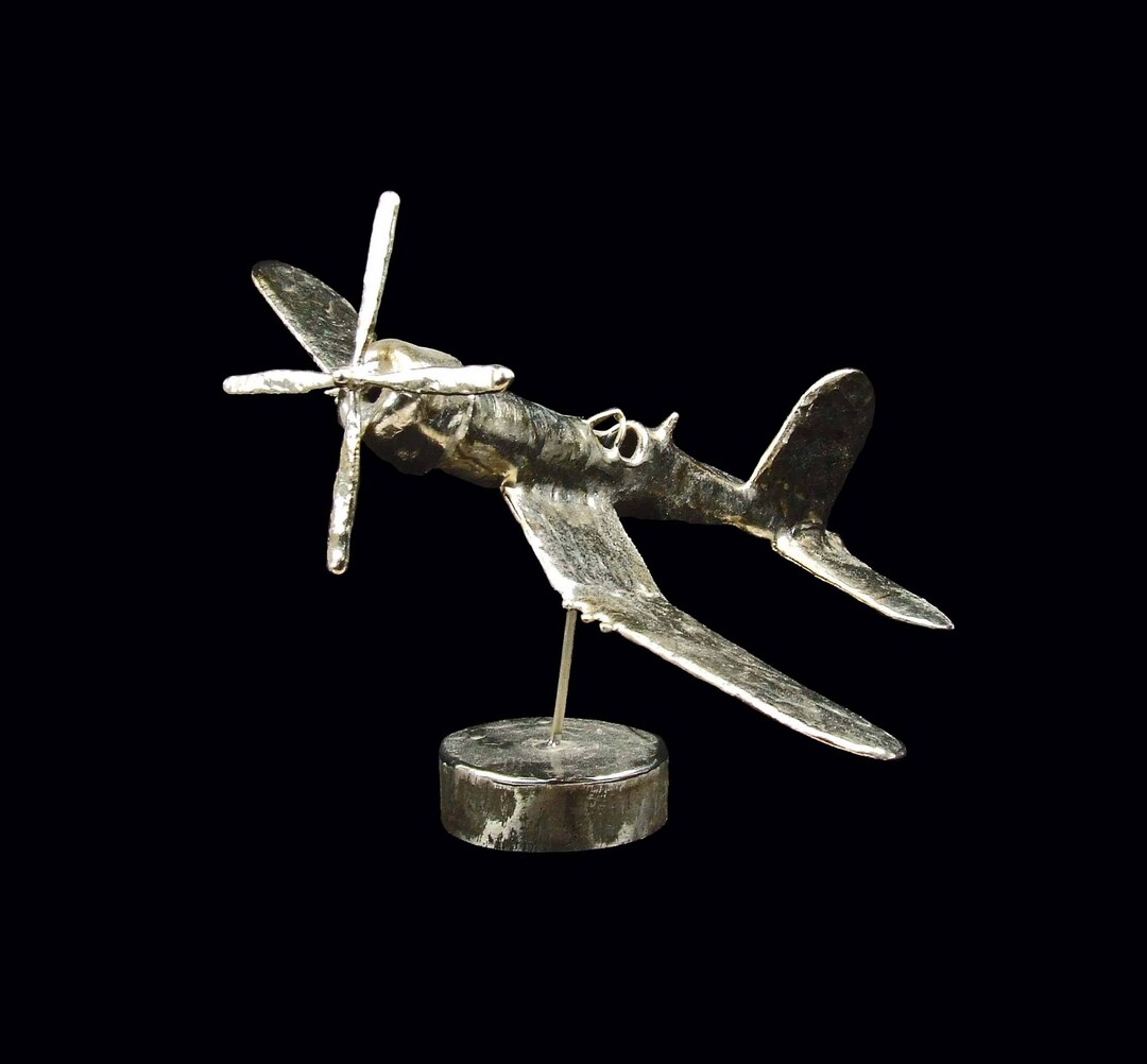 Titanium Welded Sculpture WWII Navy F4U Corsair Plane Solid Titanium ...