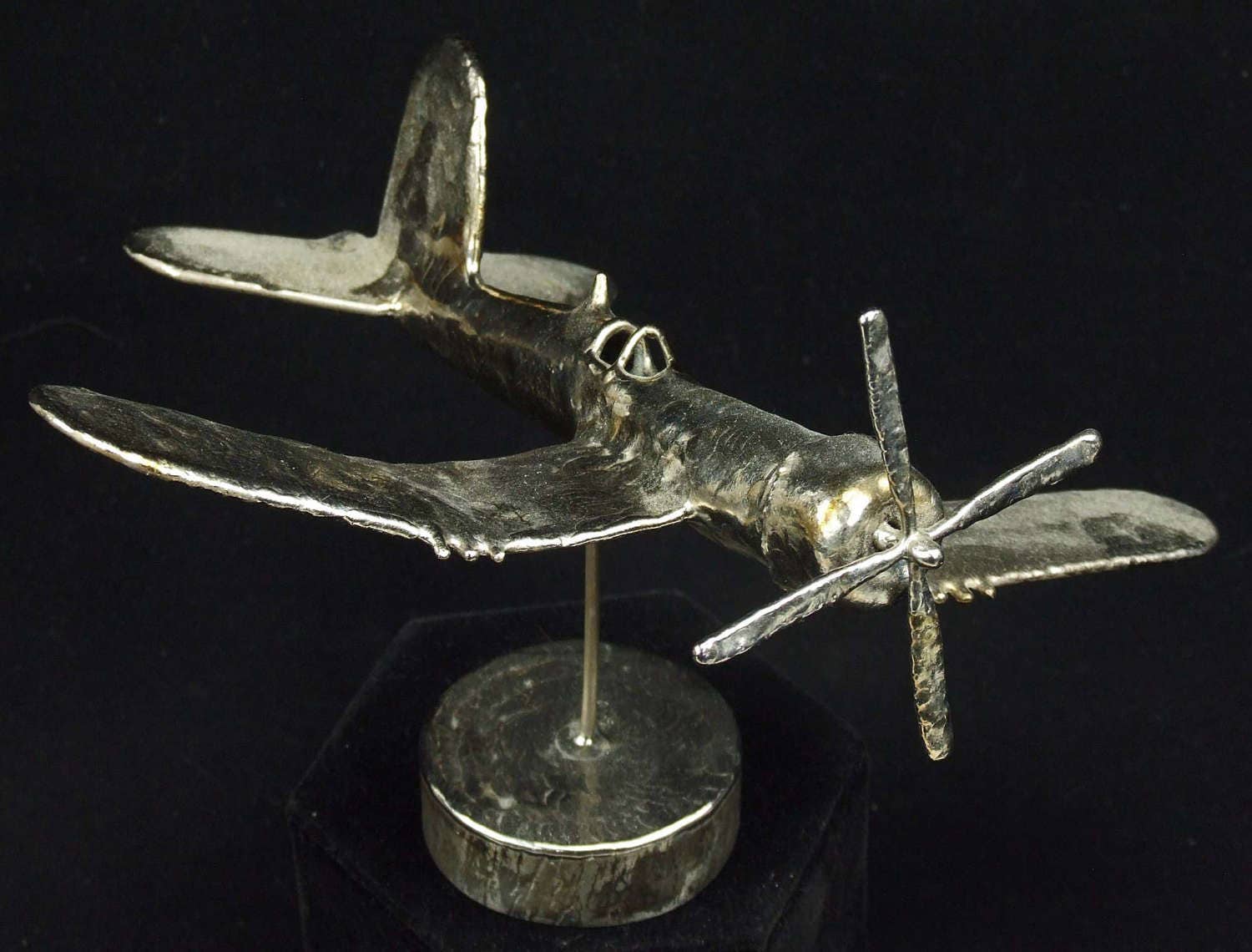 Titanium Welded Sculpture WWII Navy F4U Corsair Plane Solid Titanium ...