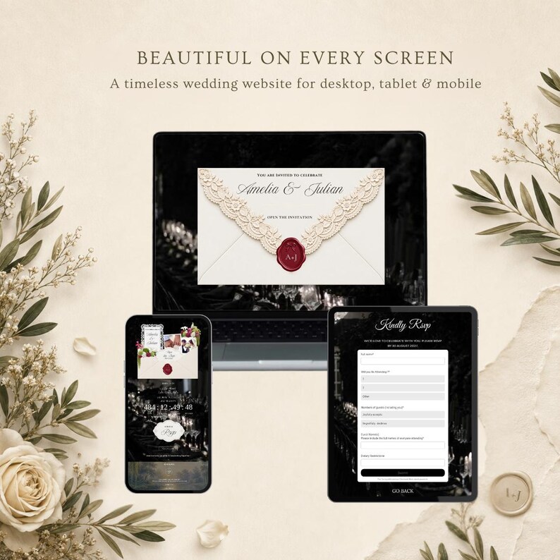 Wedding Website Template With RSVP & Countdown | Editable Canva Digital ...