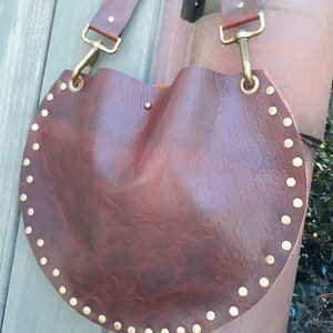 Round / Brown Leather Boho Style Hobo Bag/ Handcrafted - Etsy