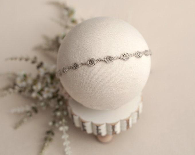 Organic Woven Headband, Baby Photo Prop, Linen Rosebud Halo, Natural ...