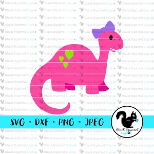 Girl Dinosaur SVG Bundle Pink T-rex Steg Bront Bows and Dinos Birthday ...