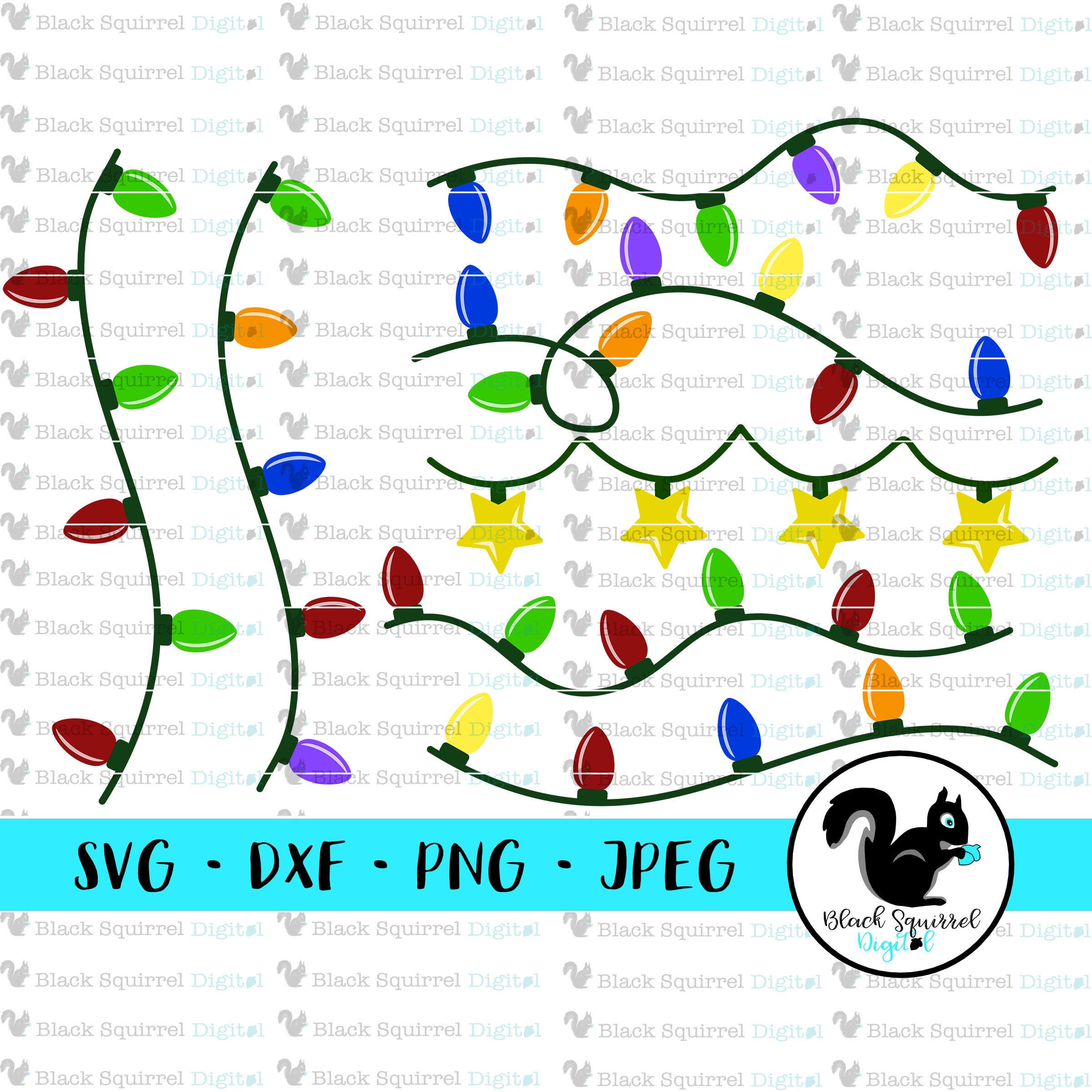 Christmas Lights SVG String Light Bulb Bundle Star Lights - Etsy