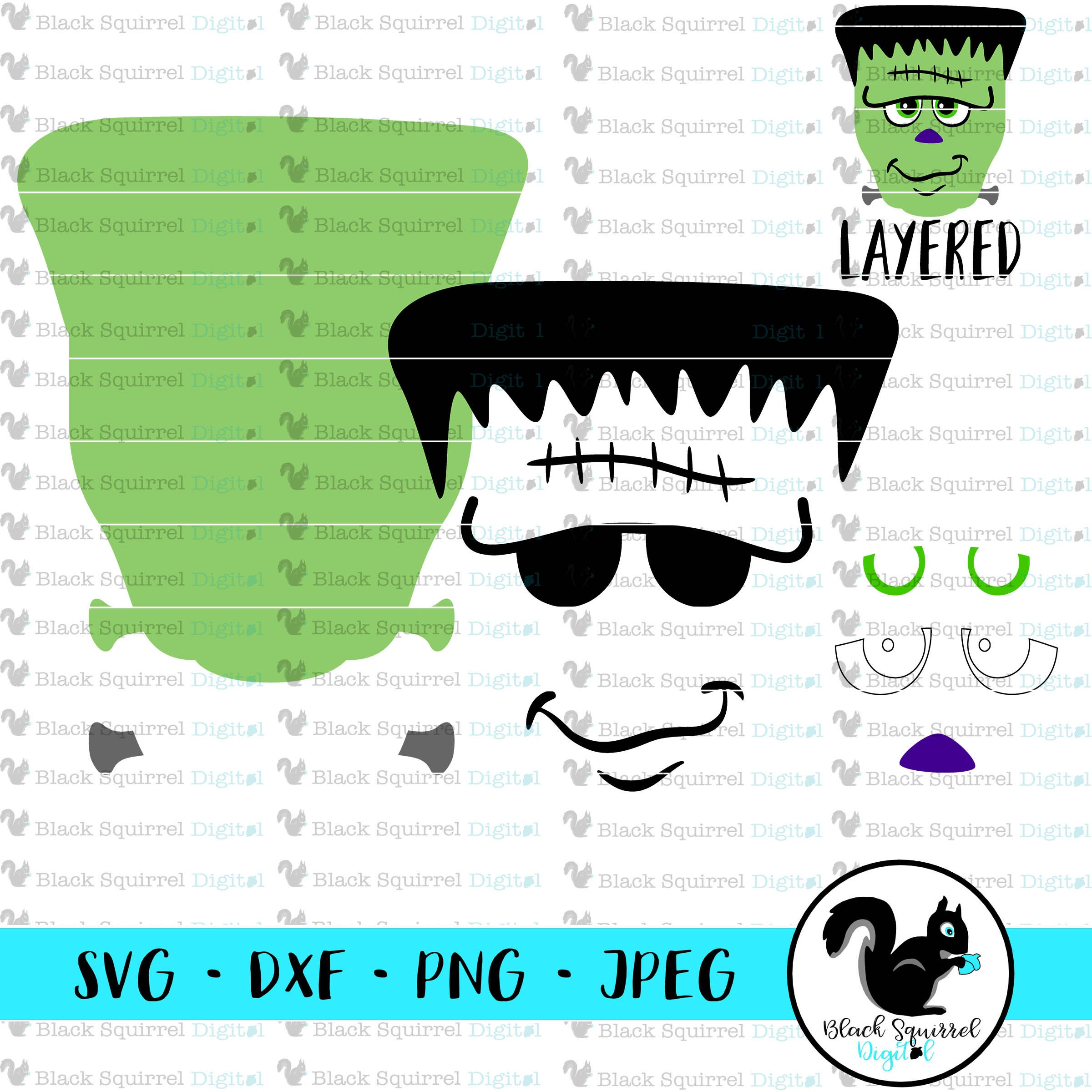 Halloween Monster Faces SVG Frankenstein Dracula Wolf Man | Etsy