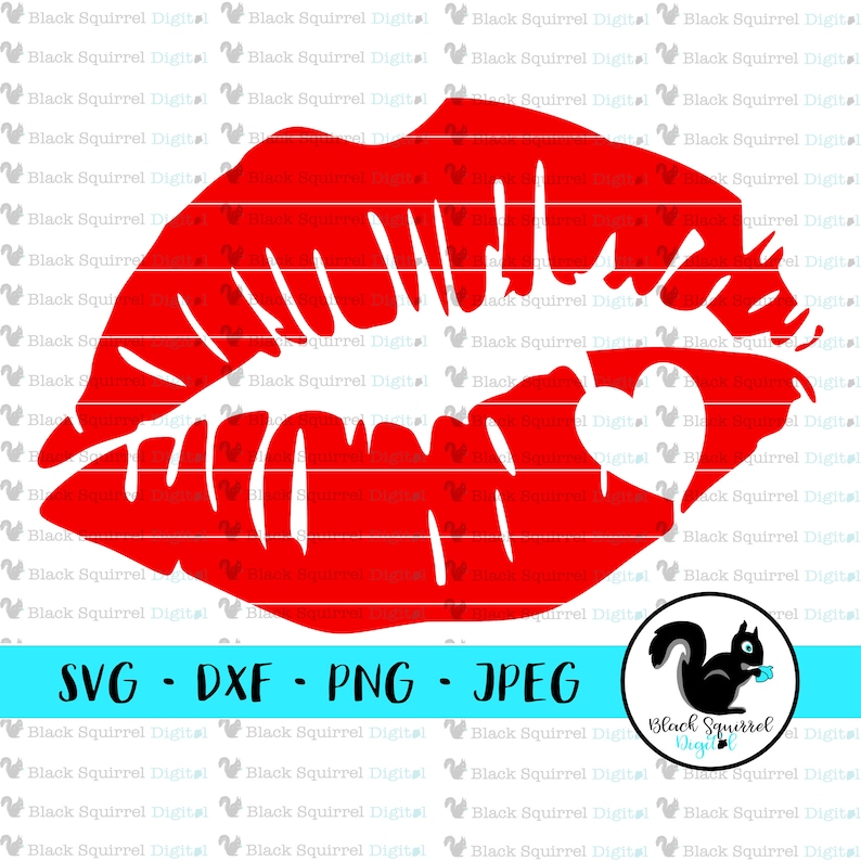 Valentines Day Lips With Heart SVG Kissing Lips Clipart | Etsy