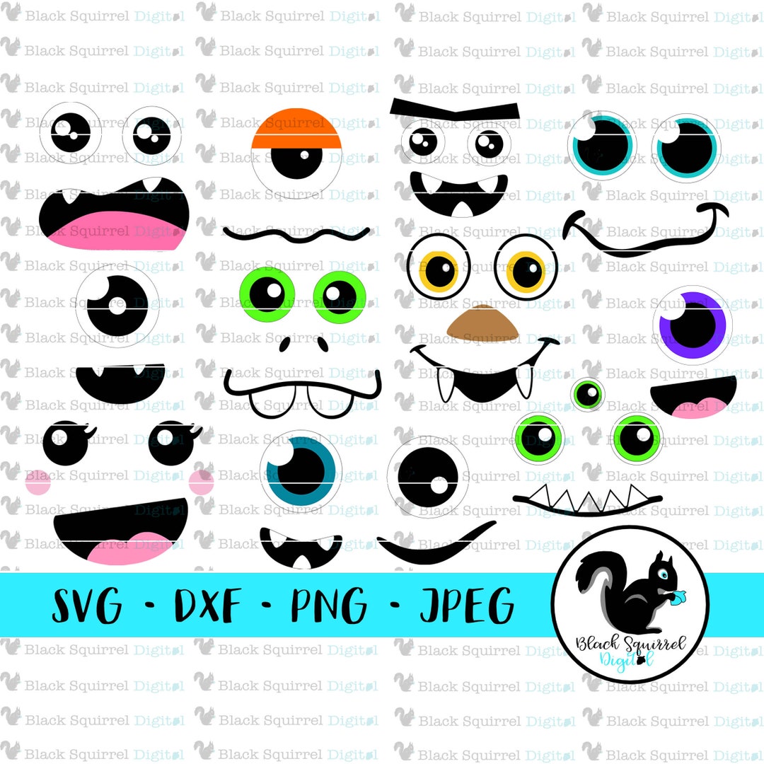 Monster Faces SVG Bundle, Halloween T Shirt Design, Cute Clipart, Face ...