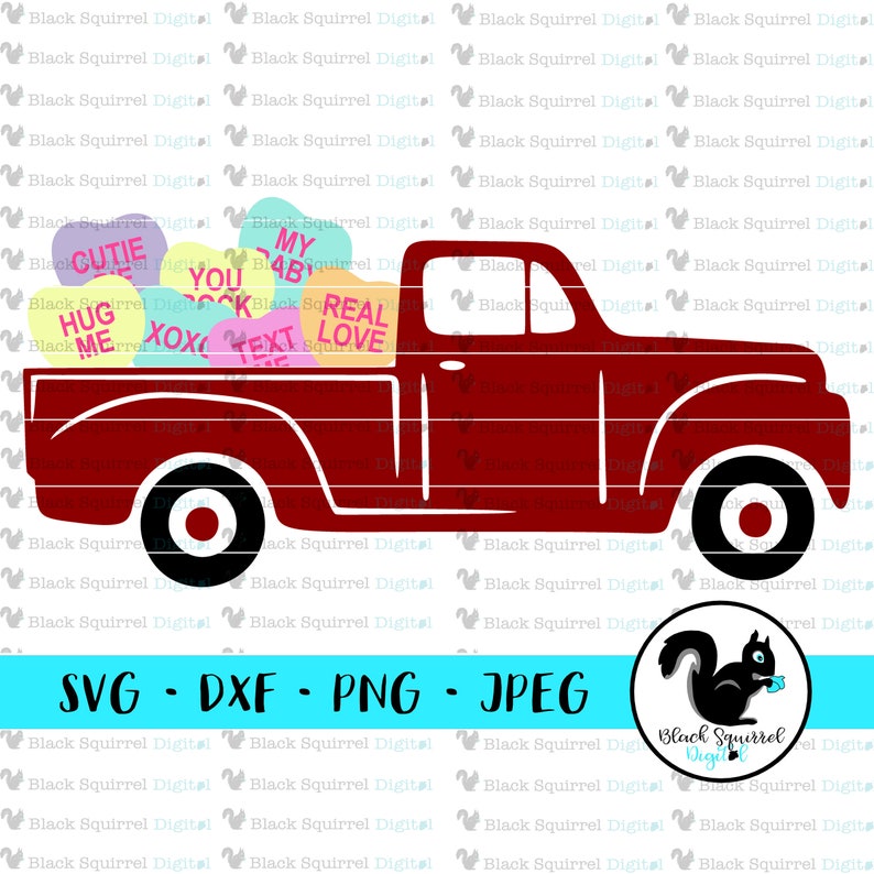 Valentine's Day Vintage Red Truck Pastel Conversation - Etsy