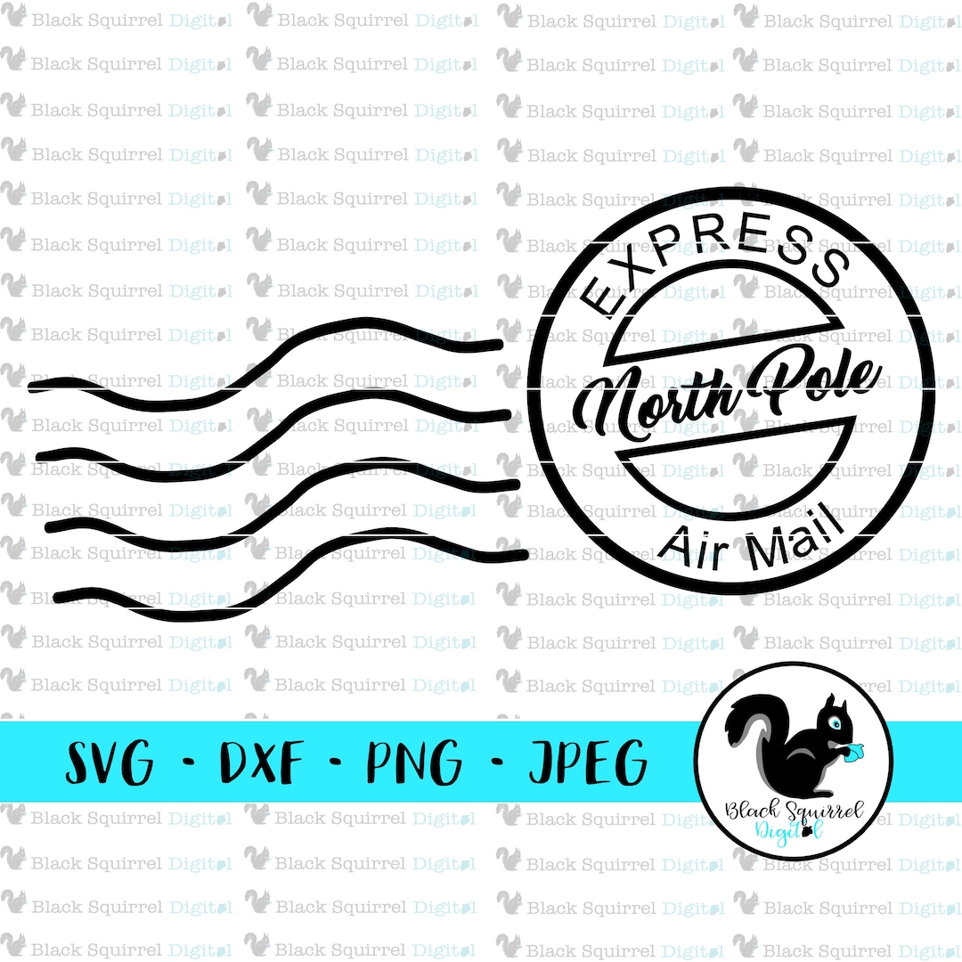 North Pole Express Mail Stamp, Santa Sack SVG, PNG, JPG (digital Design ...