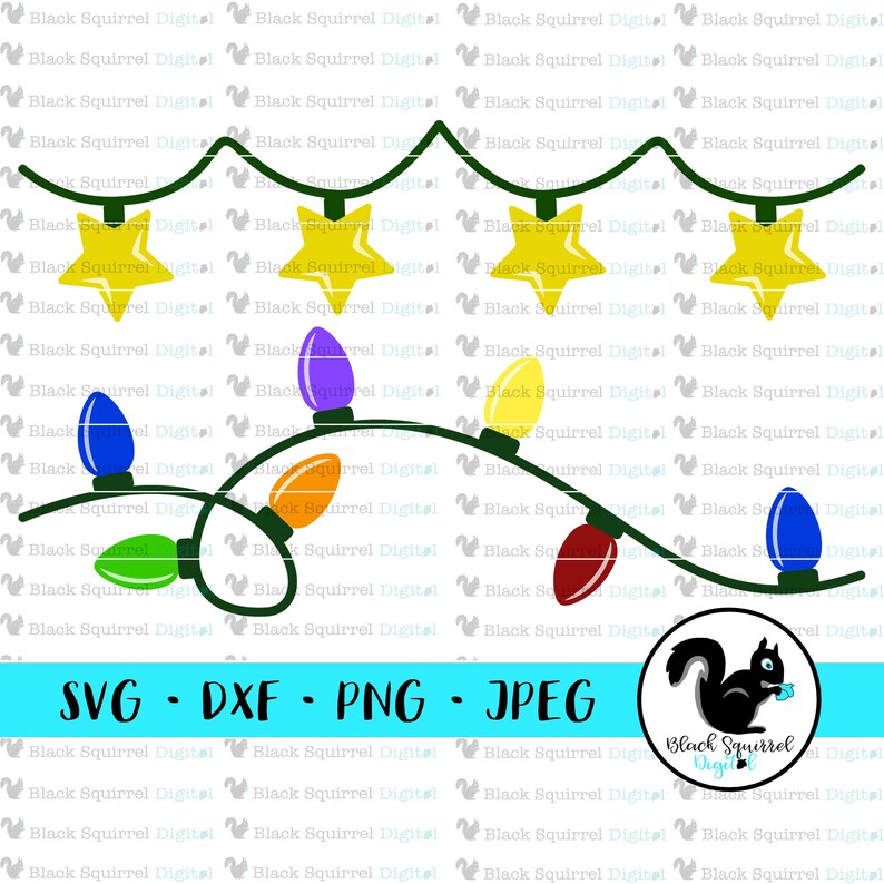 Christmas Lights SVG String Light Bulb Bundle Star Lights | Etsy