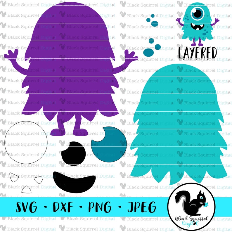 Little Monster SVG Silly Monsters One Eyed Furry Fuzzy | Etsy
