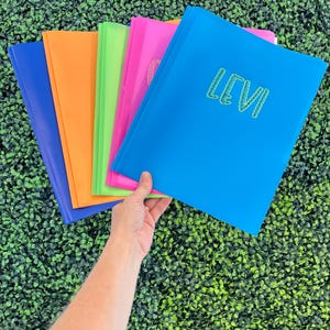 Monogrammed Embroidered Vinyl School Folder - Teacher Supplies - Etsy