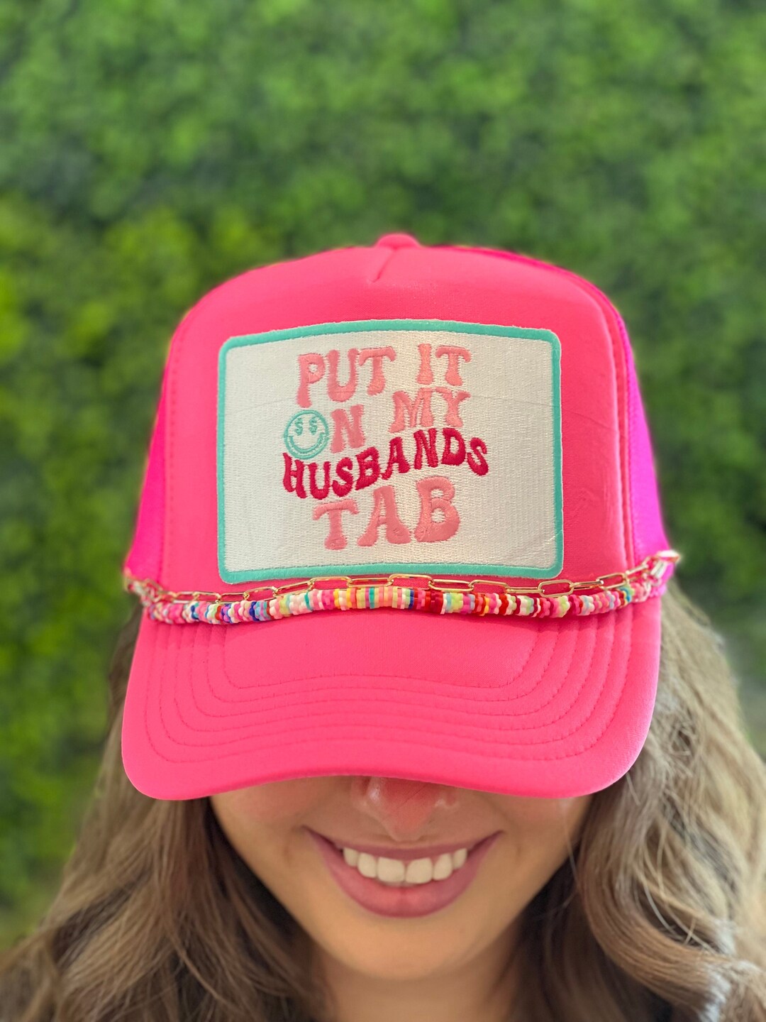Put It on My Husbands Tab Pink Trucker Hat With Hat Chain - Foam ...
