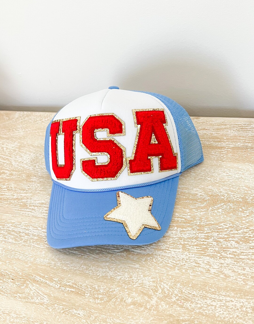 USA Glitter Patch Trucker Hat - 4th of July or Memorial Day Patriotic ...