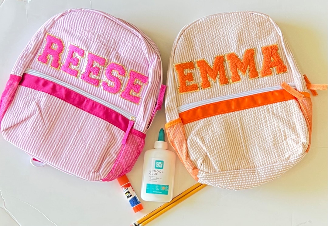 Toddler Backpack Personalized With Patches Seersucker Bookbag for Back ...