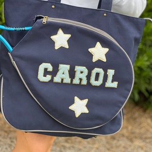 Custom Navy Tennis Bag Personalized With Chenille Patches- Canvas ...