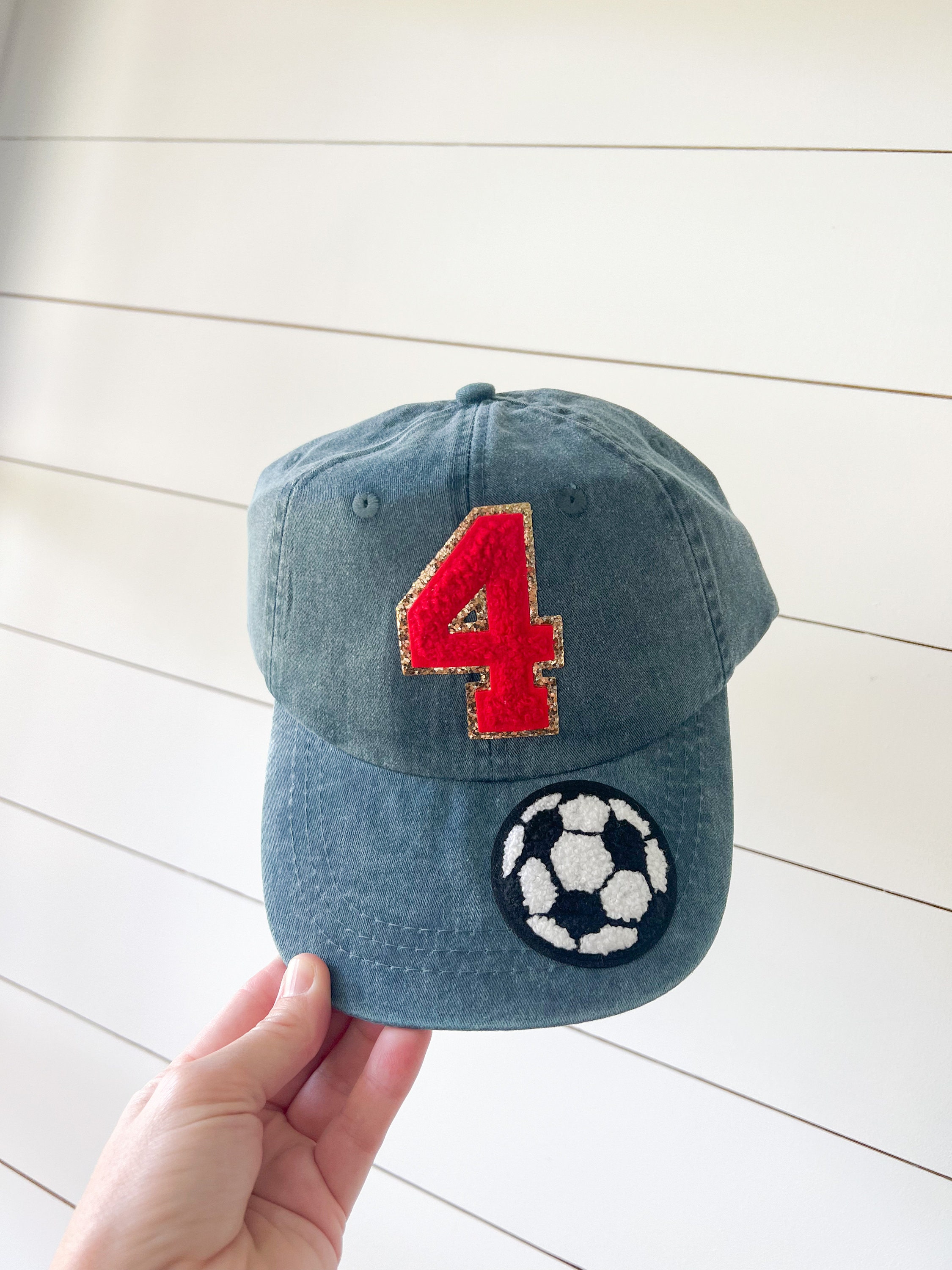 Custom Soccer Patch Hat – Chenille Varsity Number, Pigment Dyed - Etsy