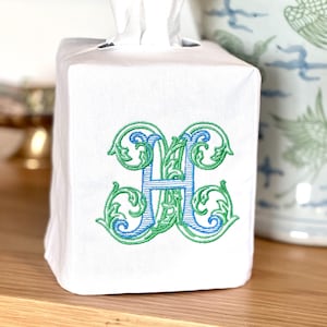 Tissue Box Cover - Custom Embroidered Linen Tissue Holder ...