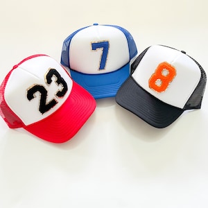 Sports Team Number Custom Trucker Hat - Vintage Hat - Age Number Retro ...