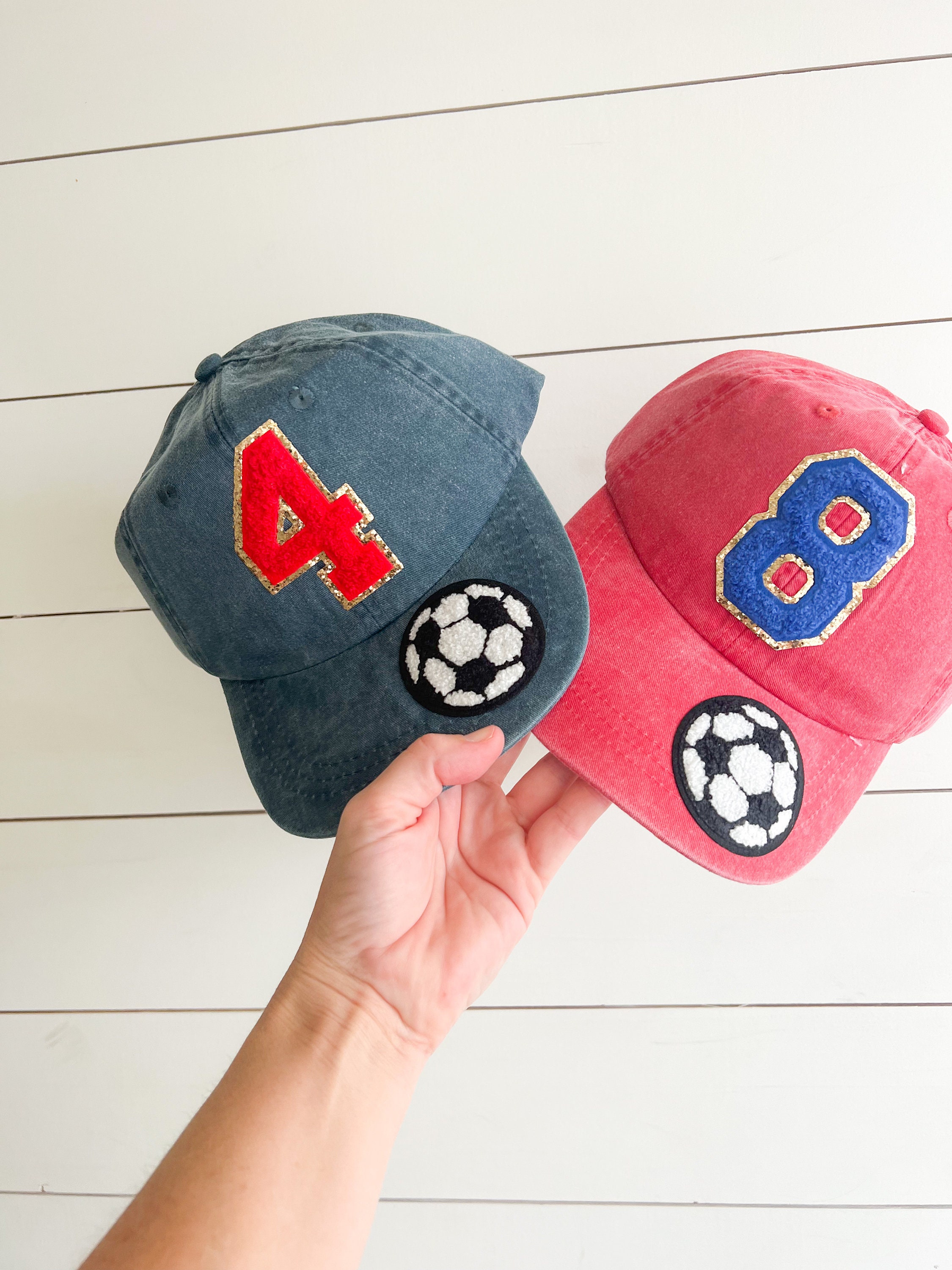 Custom Soccer Patch Hat – Chenille Varsity Number, Pigment Dyed - Etsy