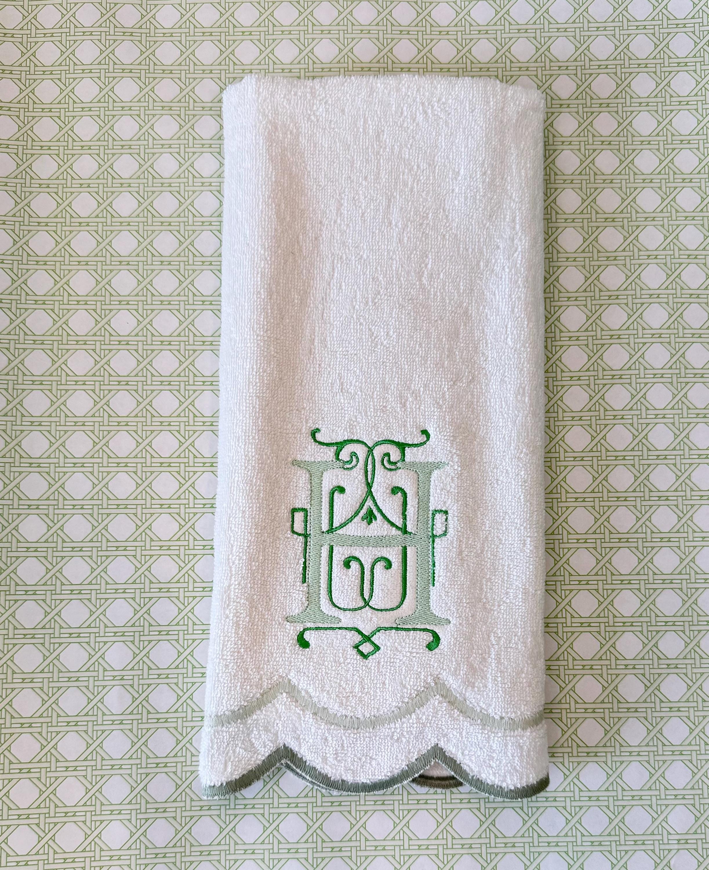 Scallop Hand Towel With Monogram - Bathroom Personalized Home Decor - Etsy