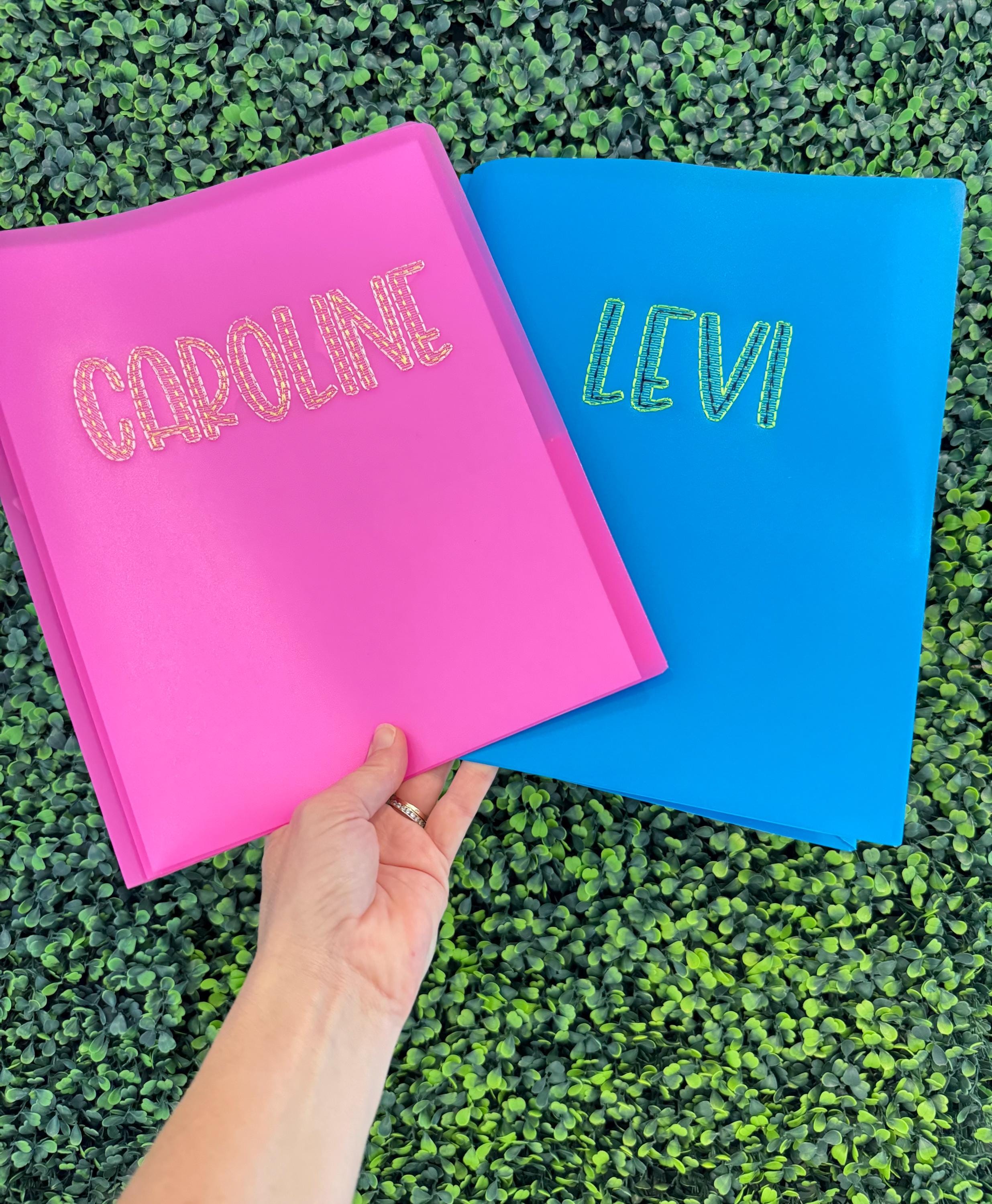 Monogrammed Embroidered Vinyl School Folder - Teacher Supplies - Etsy
