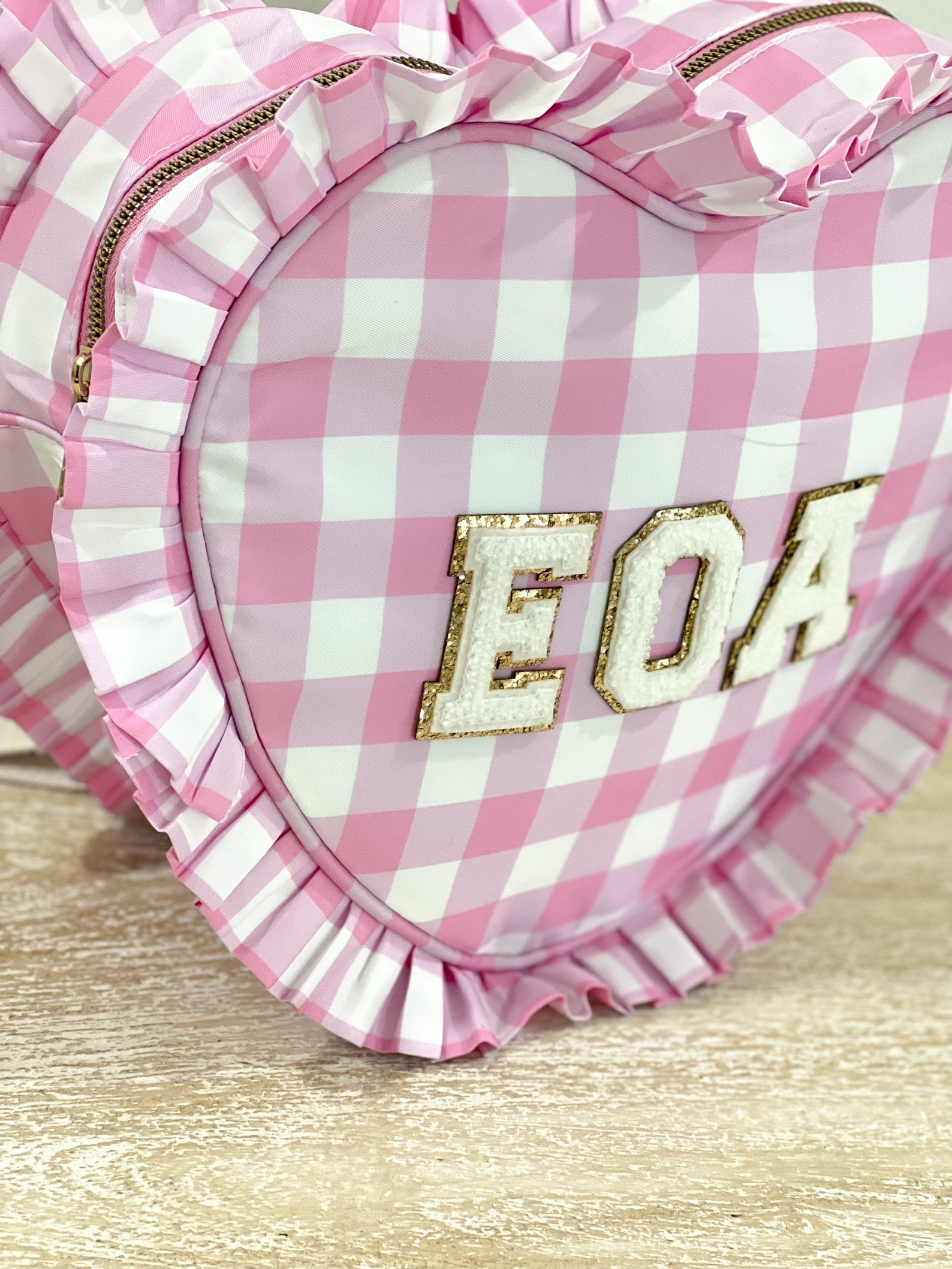 Pink Ruffle Heart Backpack With Chenille Varsity Letter - Etsy