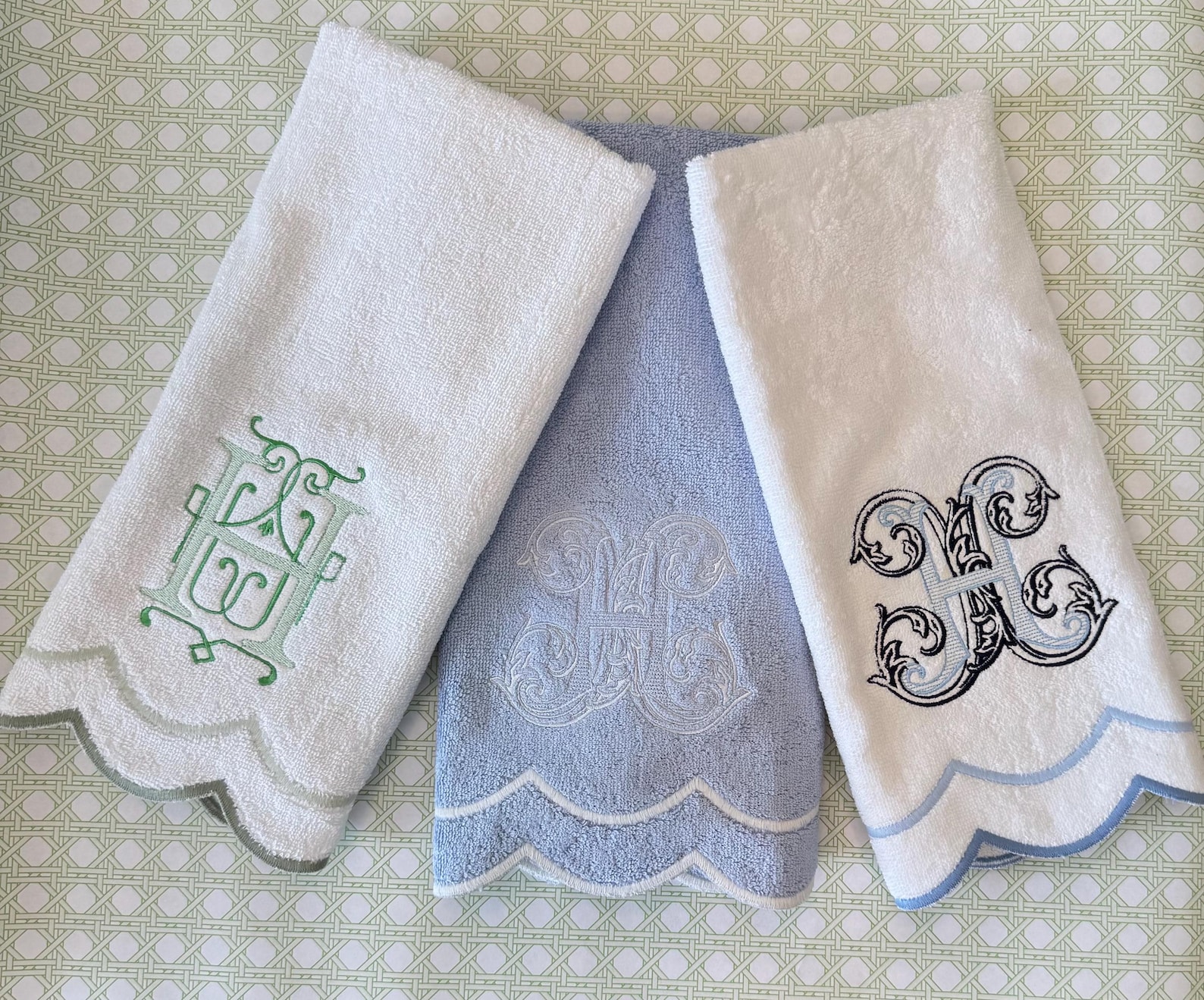 Scallop Hand Towel With Monogram - Bathroom Personalized Home Decor - Etsy