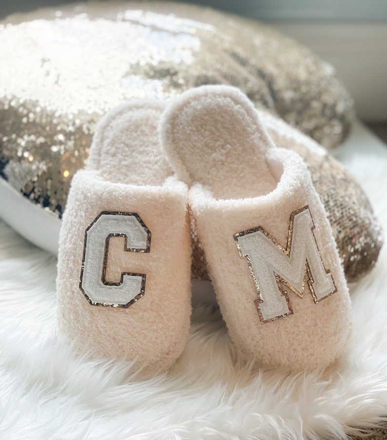Custom Fuzzy Slippers Personalized With Patches Bridesmaid - Etsy