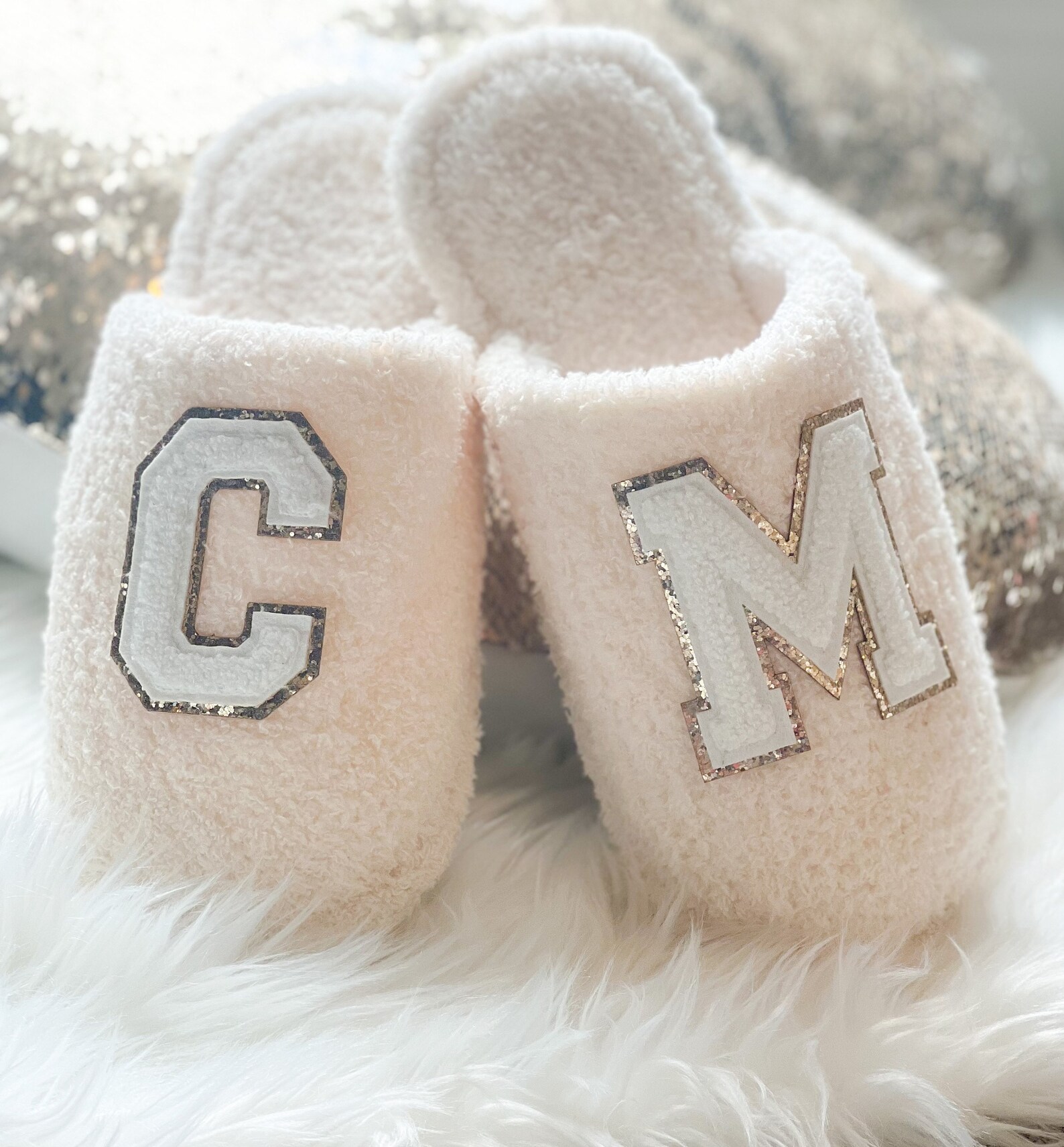 Custom Fuzzy Slippers Personalized With Patches Bridesmaid - Etsy