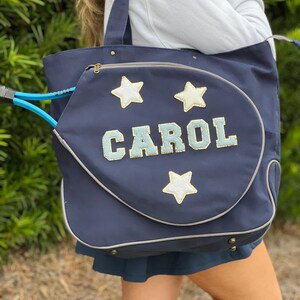 Custom Navy Tennis Bag Personalized With Chenille Patches- Canvas ...